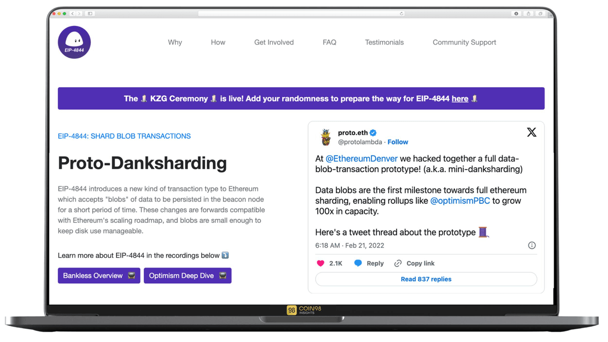 EIP-4844 Là Gì? Tiền Đề Cho Nâng Cấp Danksharding Của Ethereum